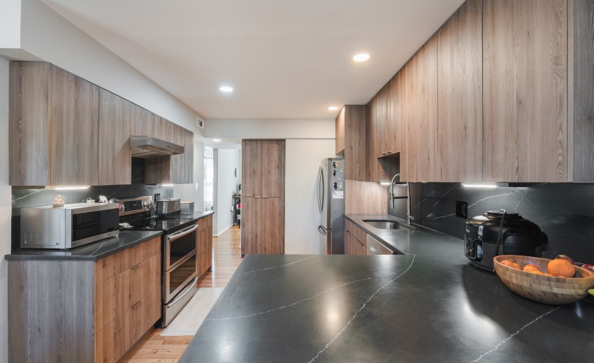 Stunning Contemporary Kitchen with Wood Look Cabinets